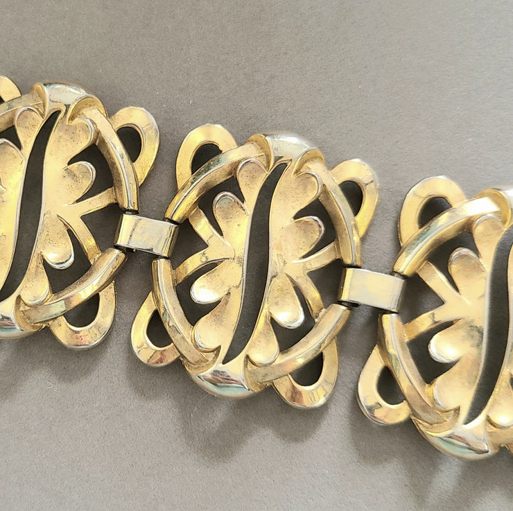 Vintage Sperry Wide Goldtone Fancy Link Bracelet