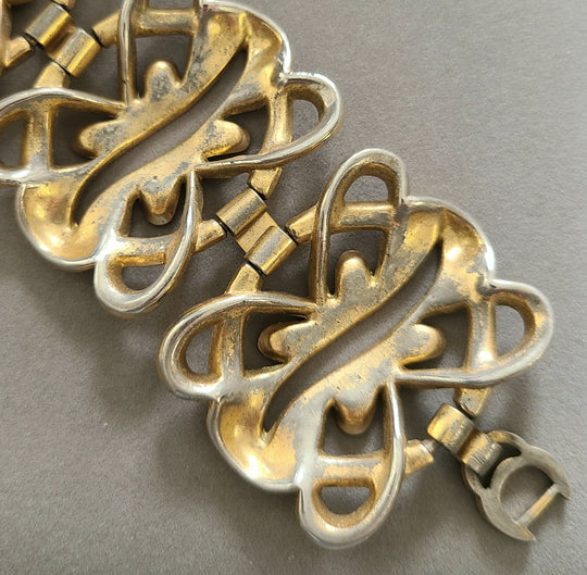 Vintage Sperry Wide Goldtone Fancy Link Bracelet