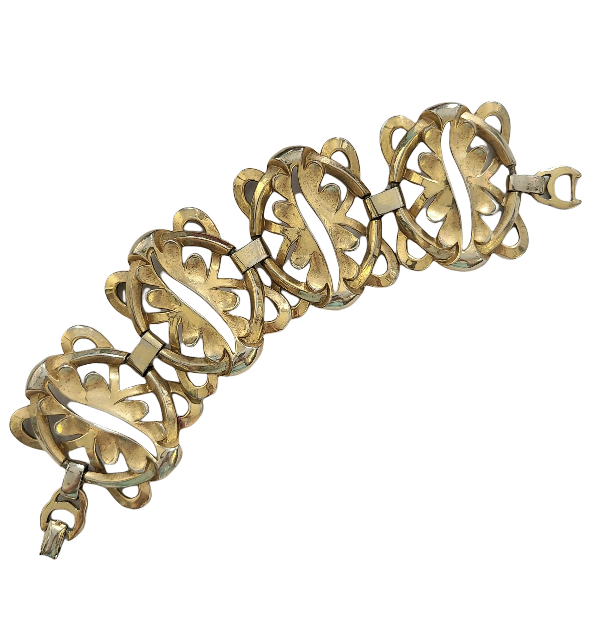 Vintage Sperry Wide Goldtone Fancy Link Bracelet